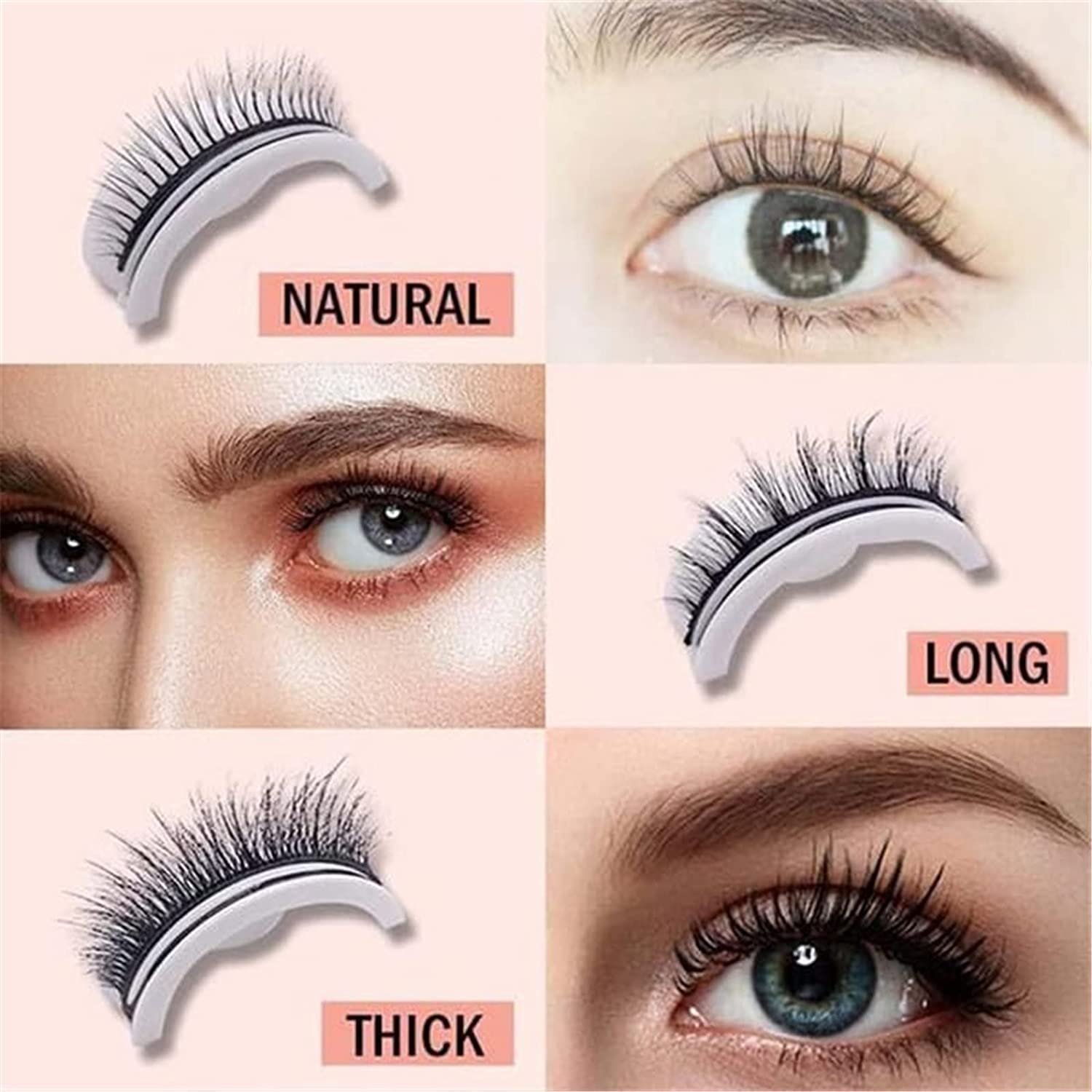 Self-adhesive Eyelashes, 2024 New Self Adhesive Eyelashes, 2 Pairs Self-adhesive Eyelashes, Reusable Self Adhesive Eyelashes (2 Pairs Natural)