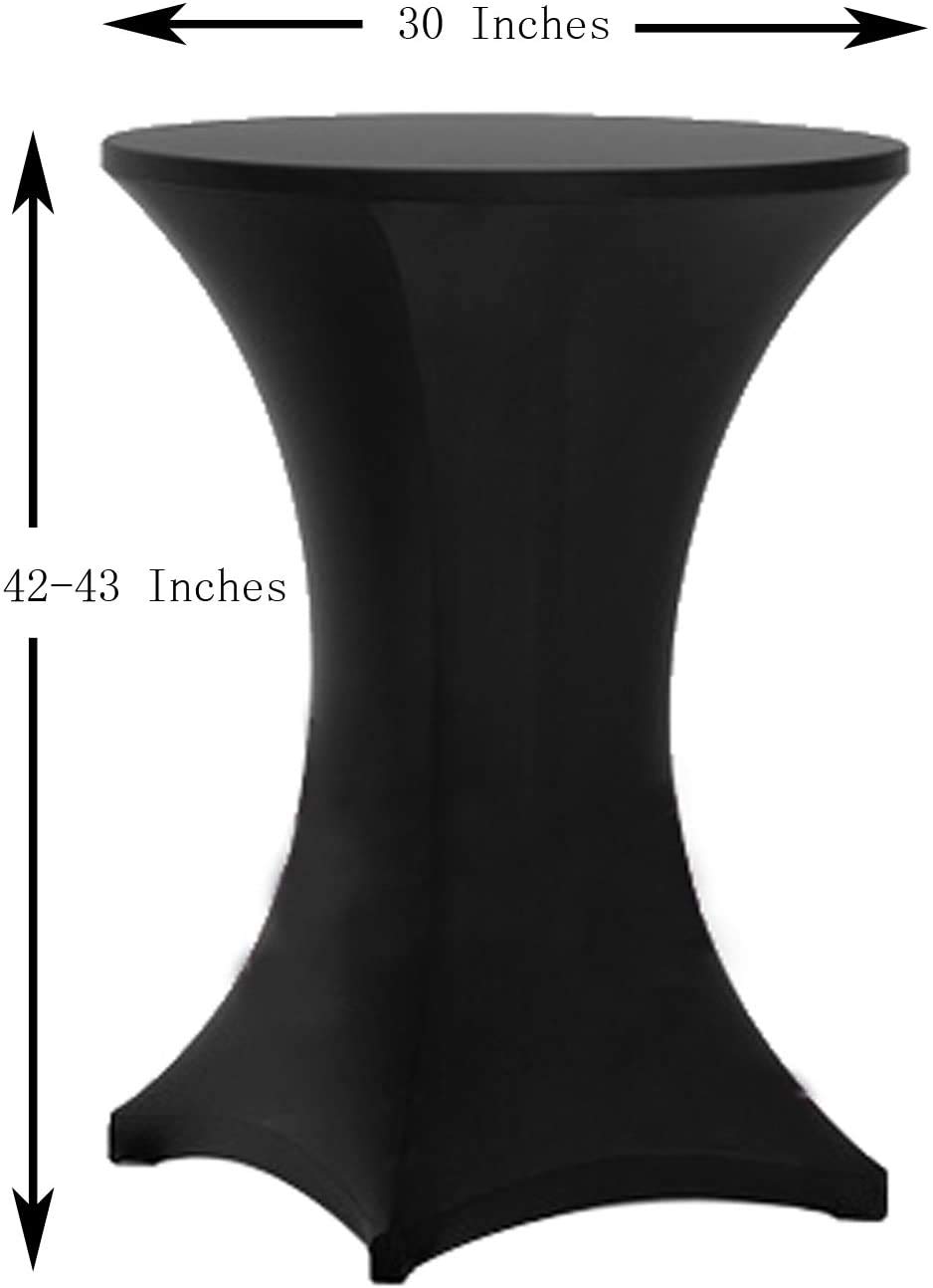 Tina's 4 Pack 30x42 Inch Highboy Spandex Cocktail Table Covers Black, Cocktail Table Spandex Covers, Fitted Stretch Cocktail Table Tablecloth for Round Tables (4PC 30X42 Black)