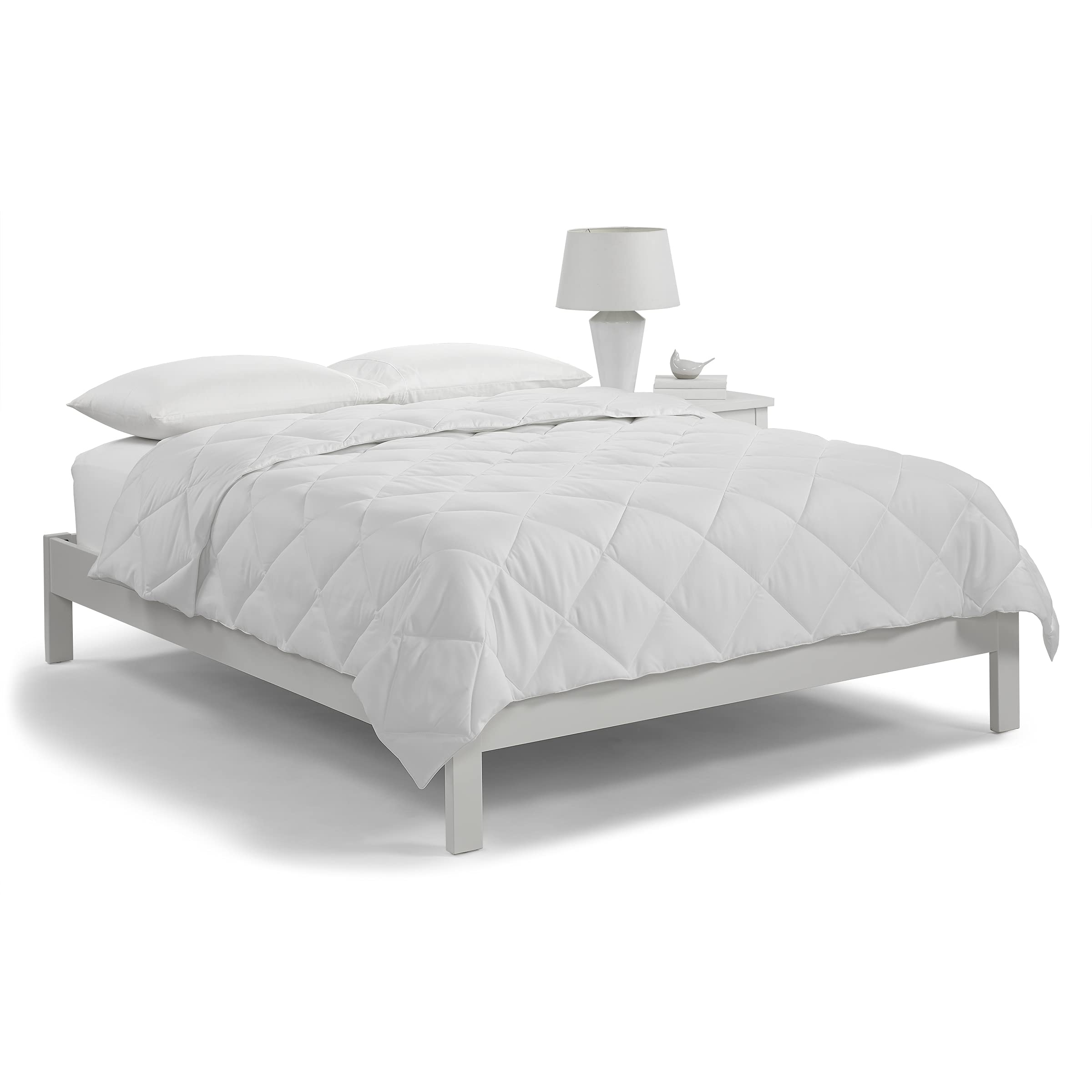 Serta Lightweight Quilt-Stitched Fiber Fill Down Alternative Comforter, King, White