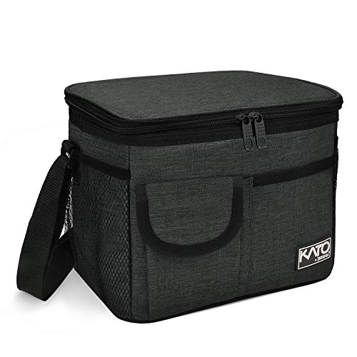 Tirrinia Insulated Lunch Box for Women Men, Leakproof Thermal Reusable Lunch Bag with 4 Pockets for Adult, Cooler Bag Tote for Office Work, Black