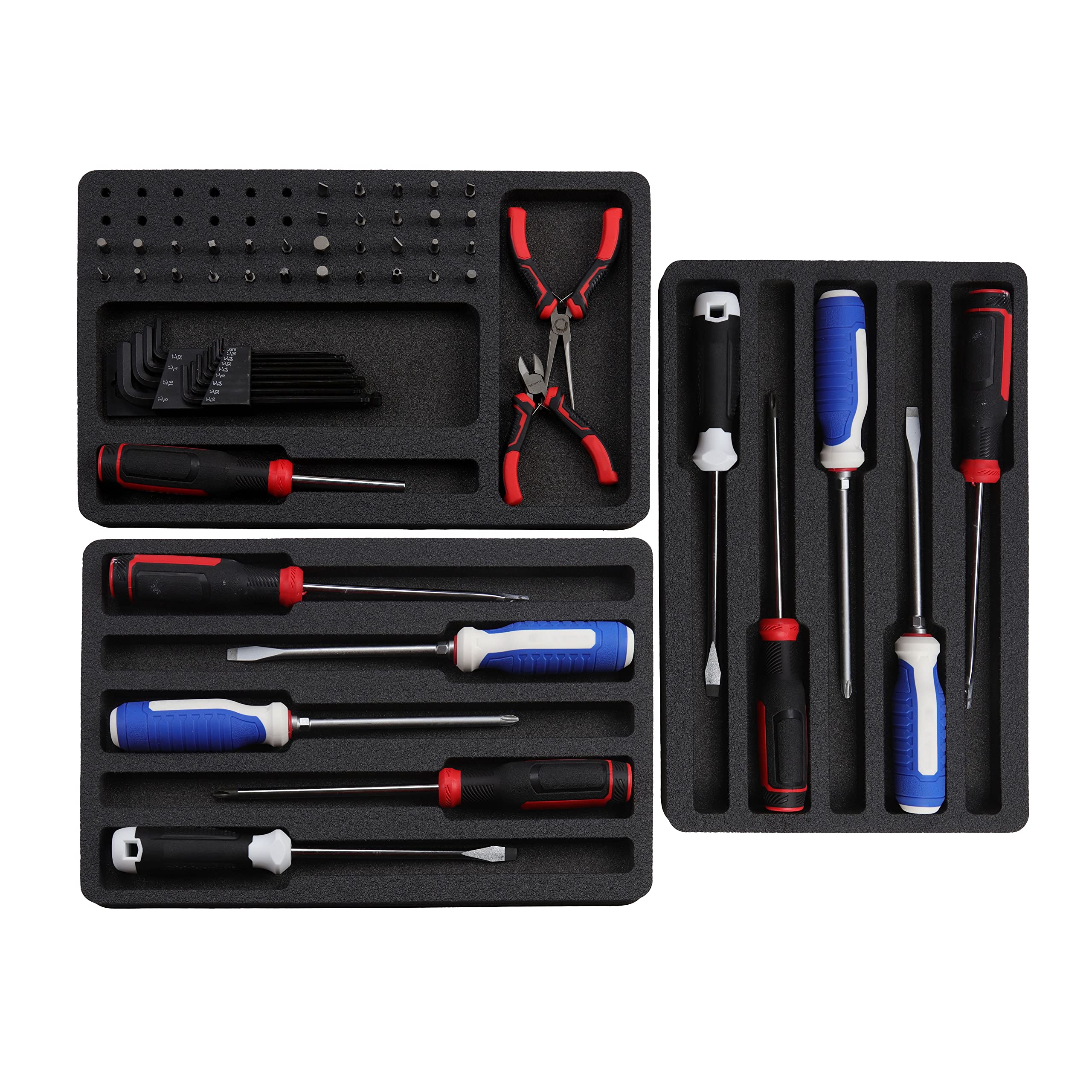 Polar Whale Tool Drawer Organizer 3-Piece Screwdriver Bit Driver Insert Set Black Durable Foam Holds Many Tools 15 x 10 Inch Trays Fits Craftsman Husky Kobalt Milwaukee Many Others