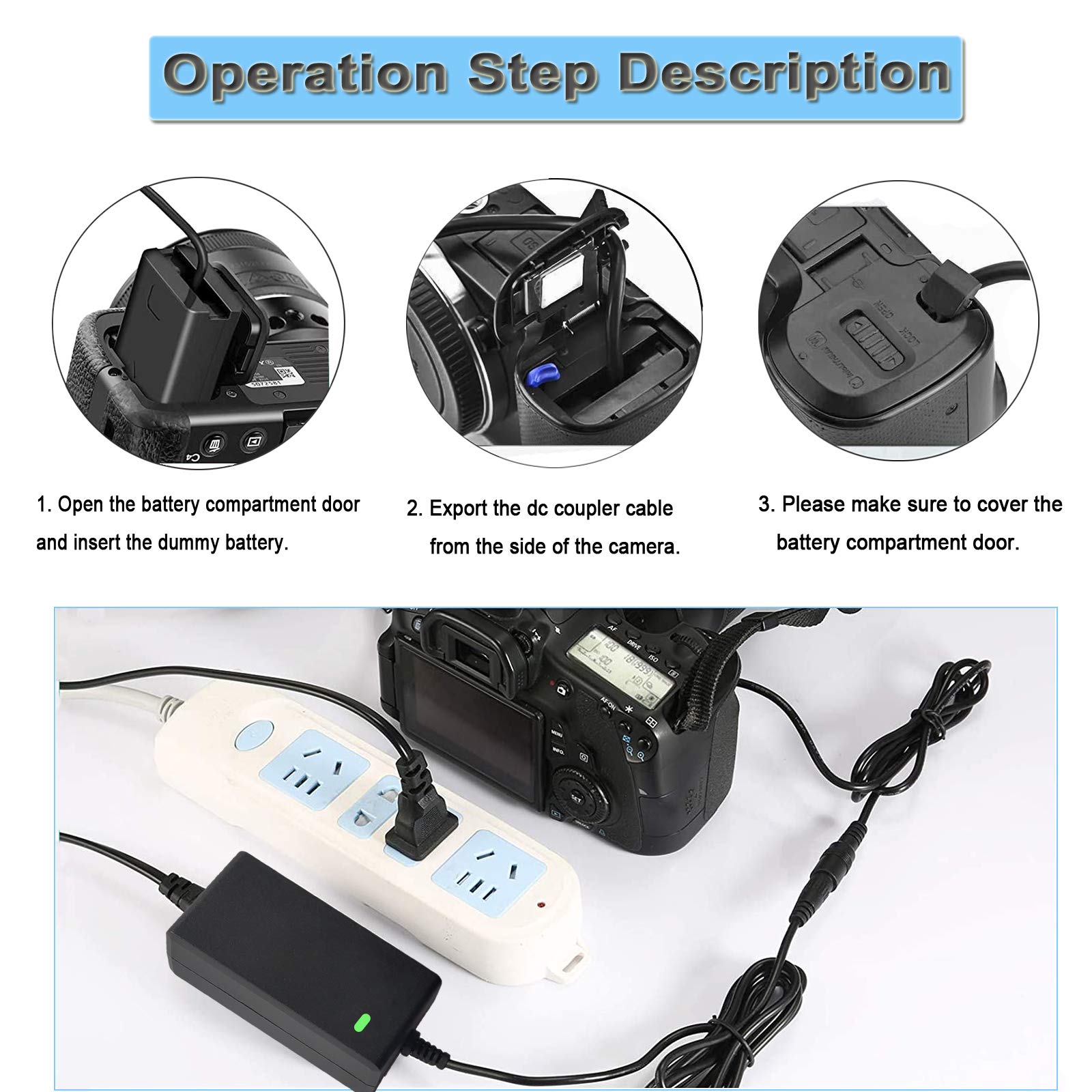 TKDY AC-PW20 Continuous Power Adapter NP-FW50 ZV-E10 Dummy Battery for Sony Alpha ZVE10 A6400 A6000 A6100 A5100 A7 A7II Cameras.