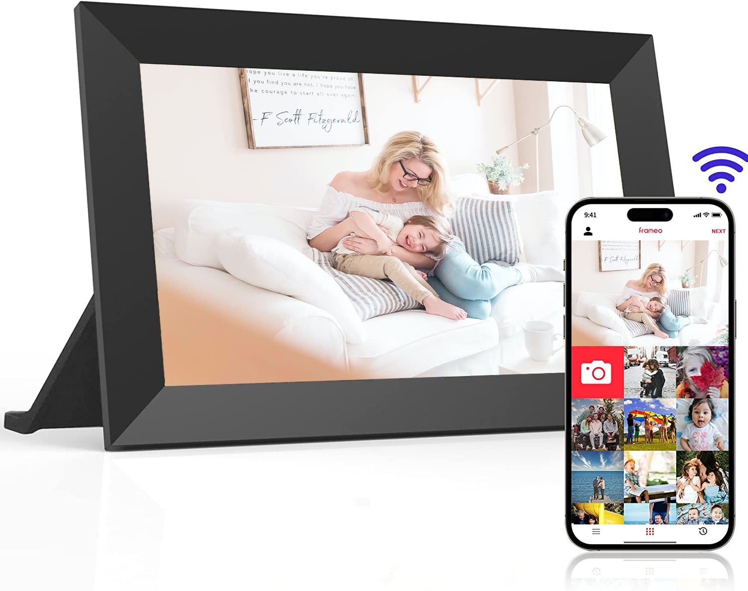 SGIN 10.1 Inch Digital Picture Frame, 16GB Storage Smart Cloud Photo Frame with 1280 * 800P IPS Touch Screen, Auto-Rotate, Wall-mountable, Electronic Picture Frames via AiMOR APP