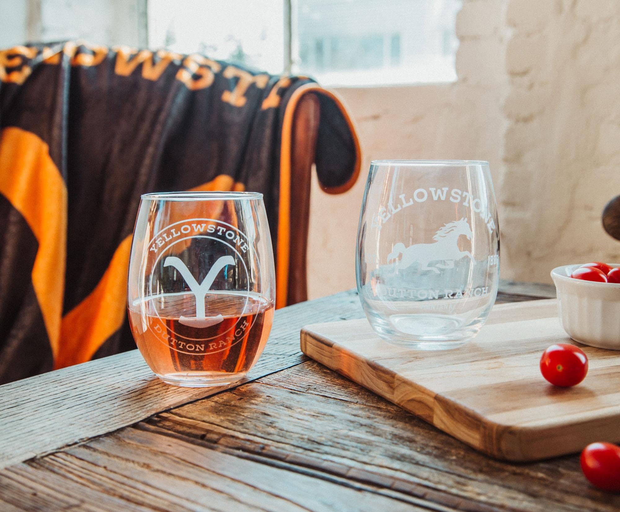 Toynk Yellowstone Dutton Ranch 20-Ounce Stemless Wine Glasses | Set of 2