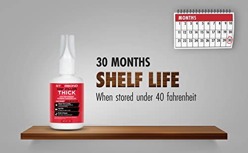 Premium Grade Cyanoacrylate (CA) Super Glue by STARBOND"Gap Filler" Thick 2000 CPS Viscosity Adhesive for Carpentry, Woodworking, Hobby Models, Archery Fletching (Thick, 1 Ounce)