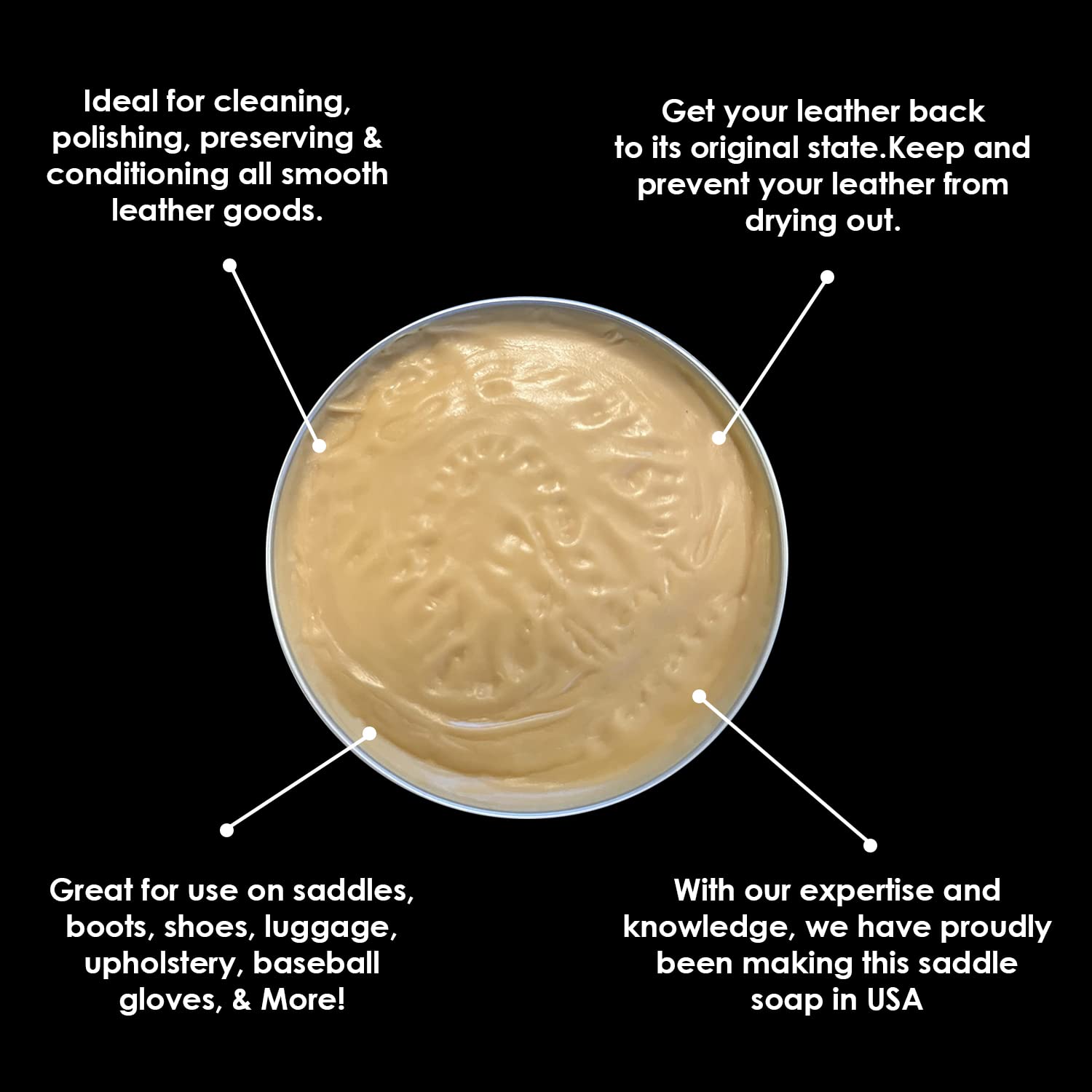 Premium Saddle Soap - 2.8oz Leather Cleaner & Conditioner - Softens & Preserves Leather - Made in USA