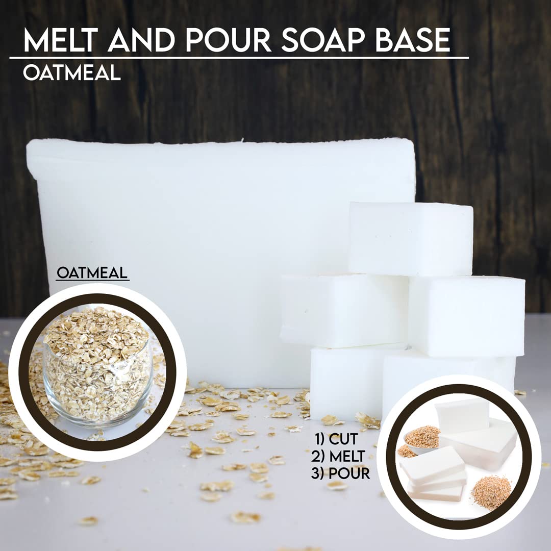 Primal Elements Oatmeal - Moisturizing Melt and Pour Glycerin Soap Base for Crafting and Soap Making, Vegan, Cruelty Free, Easy to Cut - 2 Pound