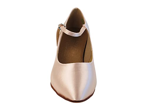 Very Fine Dancesport Shoes - Ladies Waltz, Tango, Foxtrot Ballroom Dance Shoes - S9137-2" Heel & Heel Protector (Flesh Satin, Size 7)