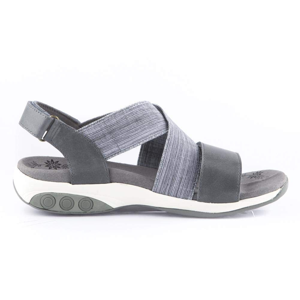 Therafit Jessica Women's Leather Adjustable Cross Strap Sandal - Blue Grey, Size 12 - for Plantar Fasciitis/Foot Pain