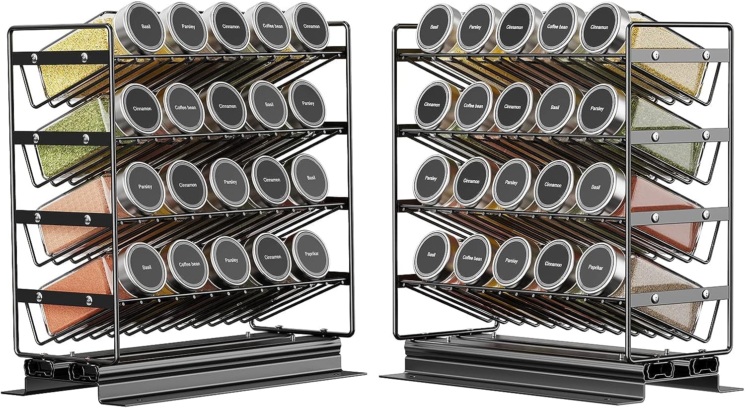 Vetacsion 4 Tier Pull Out Spice Rack Organizer for Cabinet 10 inch Wide, Detachable Double Facing, Metal
