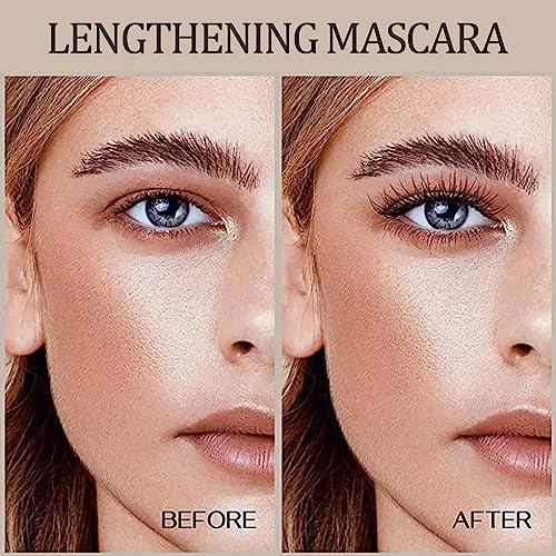 Vibely Mascara, 2 In 1 Thrive Mascara for Natural Lengthening & Thickening Effect, Mascara Waterproof No Clumping Magic 4D Silk Fiber Lash Mascara, Mascara Black Volume and Length Telescopic Mascara (01)