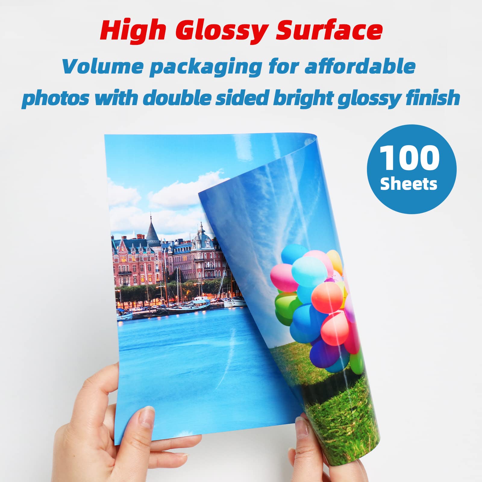 Uinkit 100 Sheets Double Sided Glossy Photo Paper 8.5x11, 54lb, 200gsm Brochure and Flyer paper for Inkjet Printing