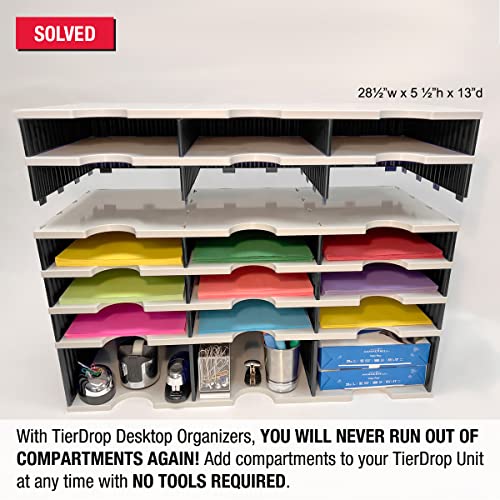 Ultimate Office TierDrop Literature Organizer/Forms Sorter, 6-Compartment Add-On (for Any 3-Wide TierDrop Unit), Gray w/Black