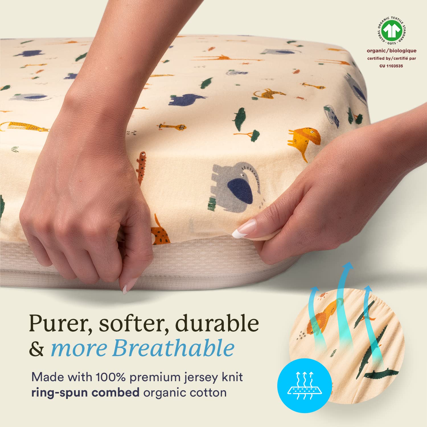 Ultra-Soft 100% Organic Cotton Mini Crib Sheet - Premium Pack n Play Sheet | Breathable & Stretchy Fit | Universal Size for Standard Mini Crib Mattress - Baby Boy and Girl Delight