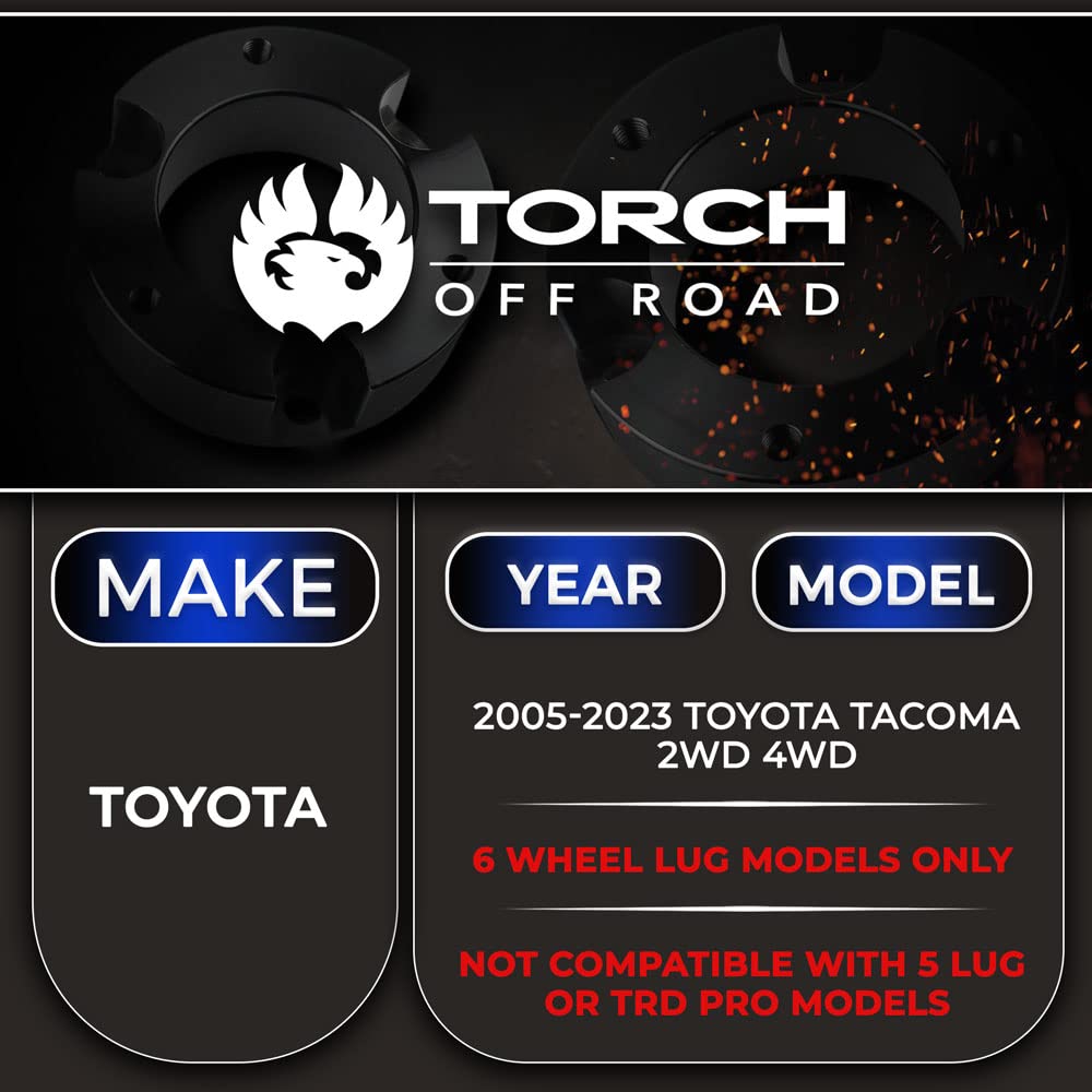 TORCH 3" Full Lift Kit for 2005-2023 Toyota Tacoma 4X4 4WD TRD SR5 w Differential Drop - 6 Lug Models ONLY