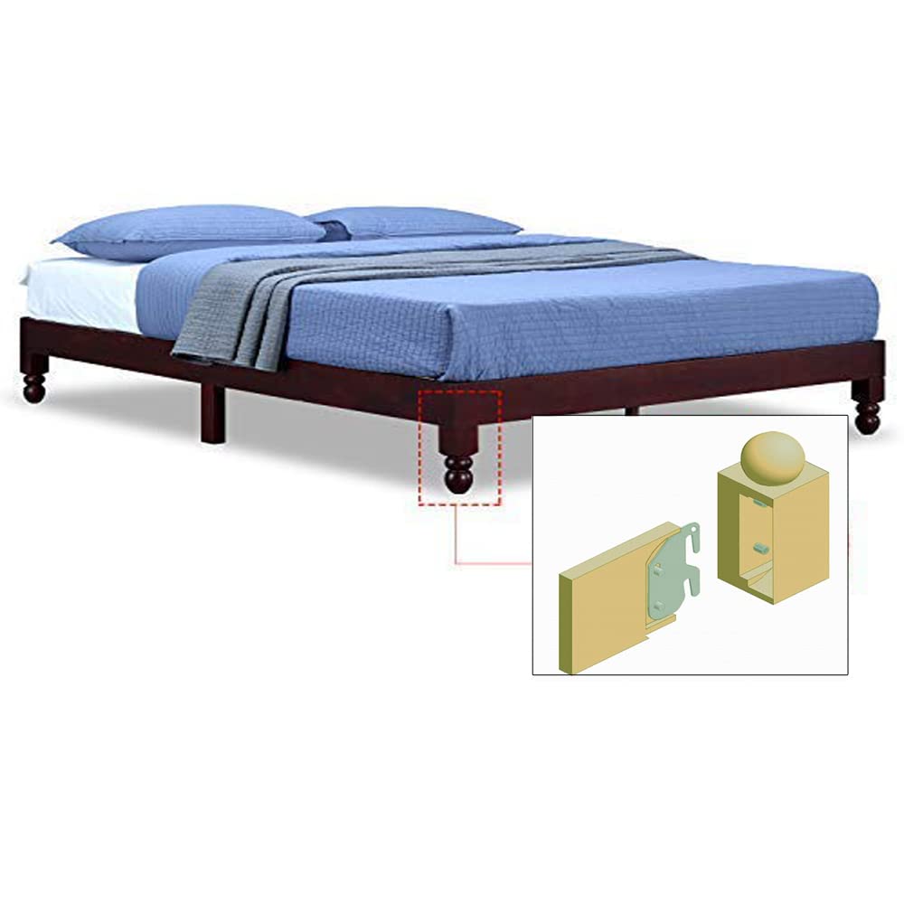 Universal Wood Bed Rail Hook Plates Bed to Catch Hook Plates for Footboard Frame,Replacement Wooden Bed Frame Bracket Headboard (Set of 2)
