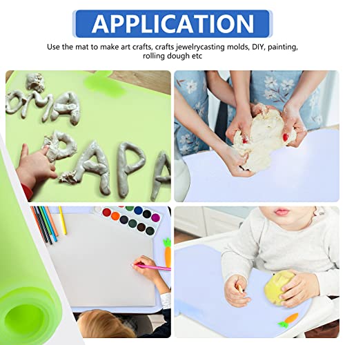 VRCIT Silicone Placemats for Toddler, Stain Resistant Non-Slip Baby & Kid Food Mats Eating Table Mat with 2 Packs(Blue/Pink)