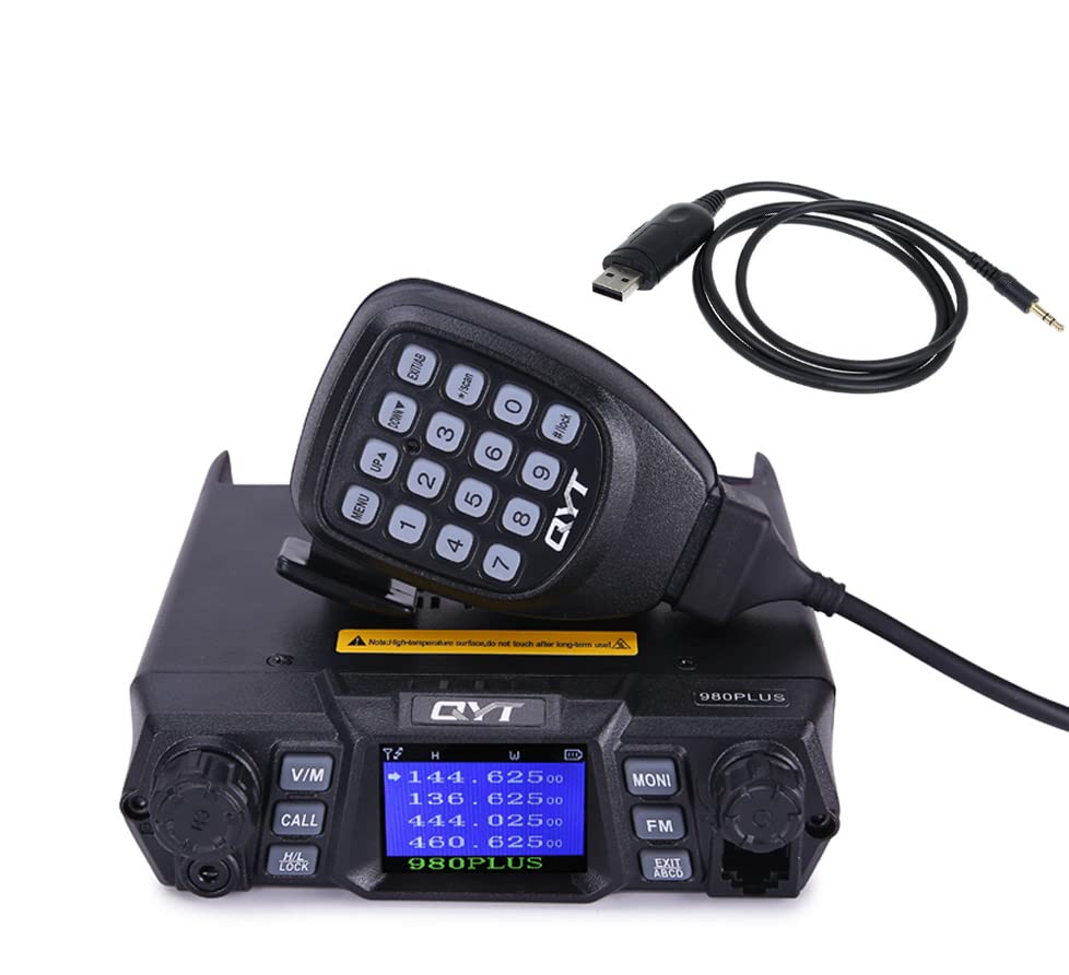 QYT KT-980PLUS 50W Mobile Radio 144-148/420-450mhz Ham Radio Base Station w/Cable