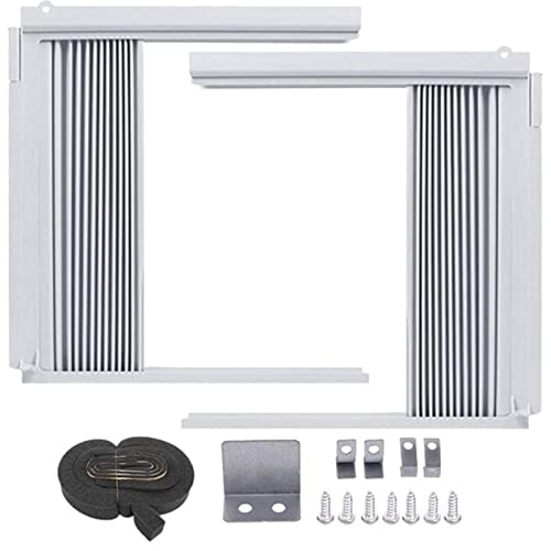 Window Air Conditioner Side Panels with Frame, AC Insulation Side Panels Curtain Kit, Room AC Accordion Filler Curtain Kit Replacement, Adjustable Insulation AC Side Panel Include Frames