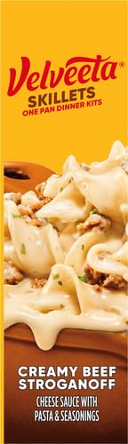 Velveeta Skillets Creamy Beef Stroganoff One Pan Dinner Kit with Cheese Sauce (Pasta & Seasonings, 11.6 oz Box)