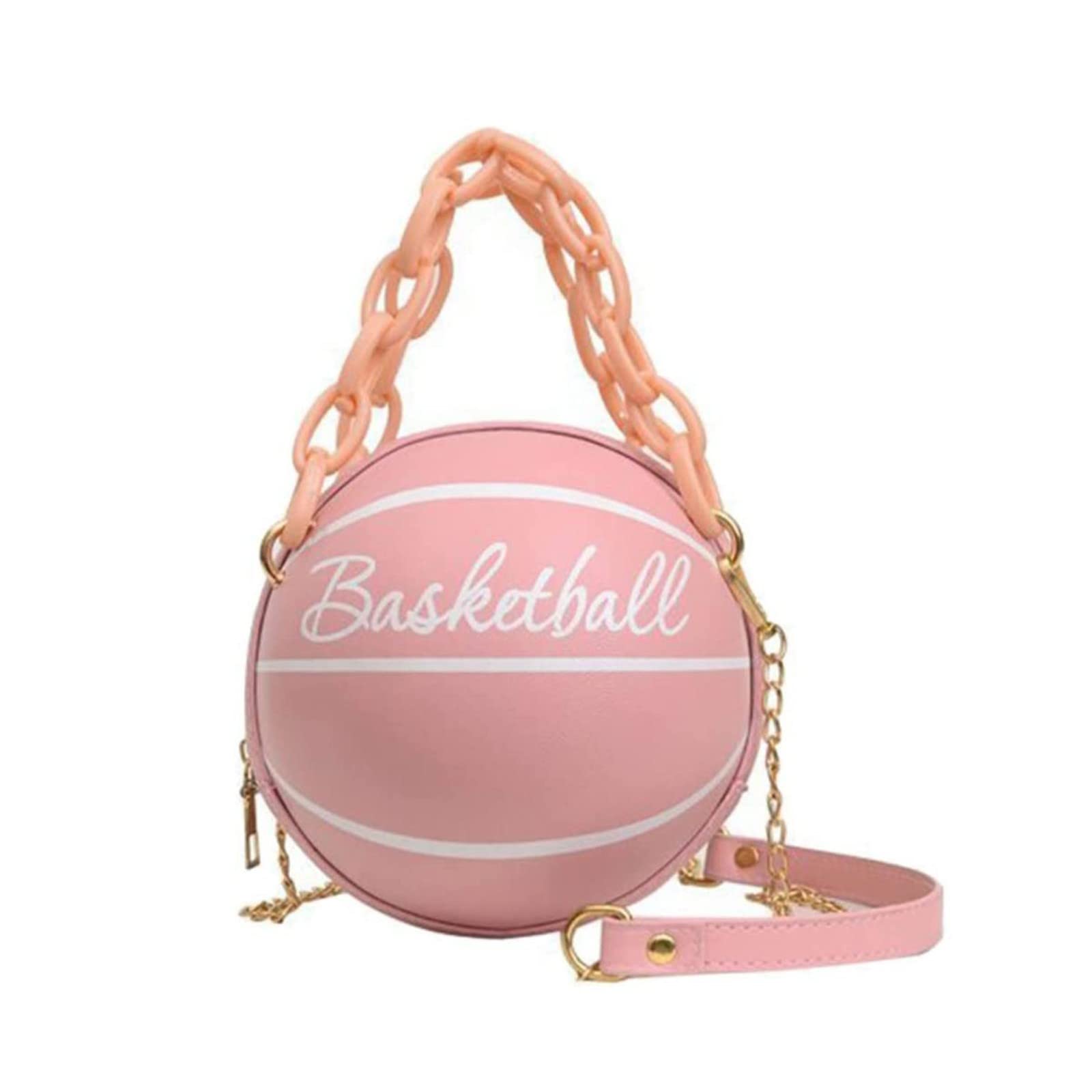 Women Shoulder Bag Chain Basketball Shaped Purse Round Body Handbag Small Clutch for Women with Strap