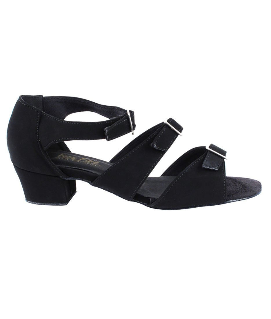 Very Fine Dance Shoes - Ladies Practice, Cuban Low Heel Ballroom Dance Shoes - 1679-1.5-inch Heel and Foldable Brush Bundle - Black Nubuck - 7.5