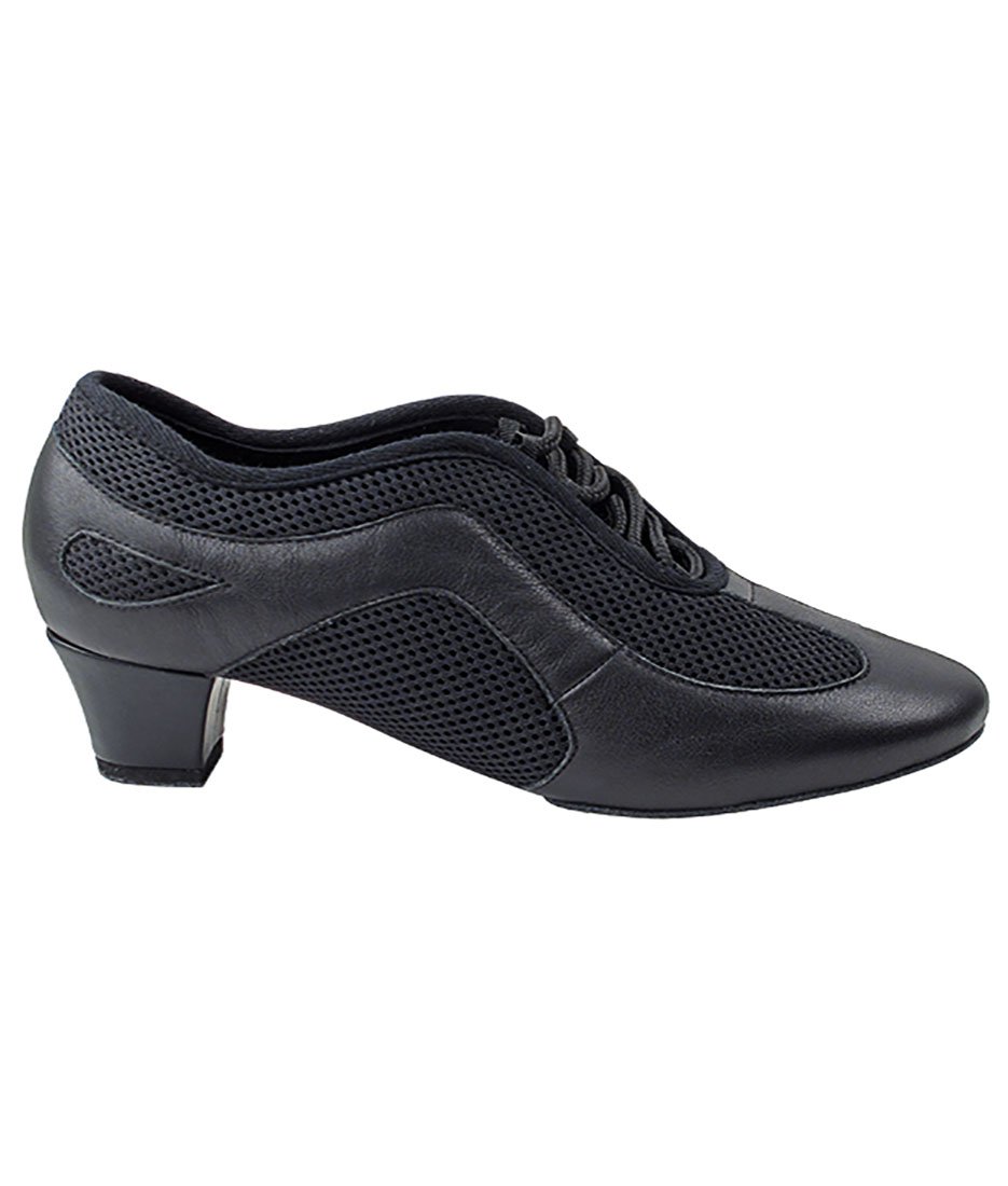 Very Fine Dance Shoes - Ladies Practice, Cuban Low Heel, Waltz Ballroom Dance Shoes - SERA702BBX - 1.5-inch Heel and Foldable Brush Bundle - Black Leather - 9