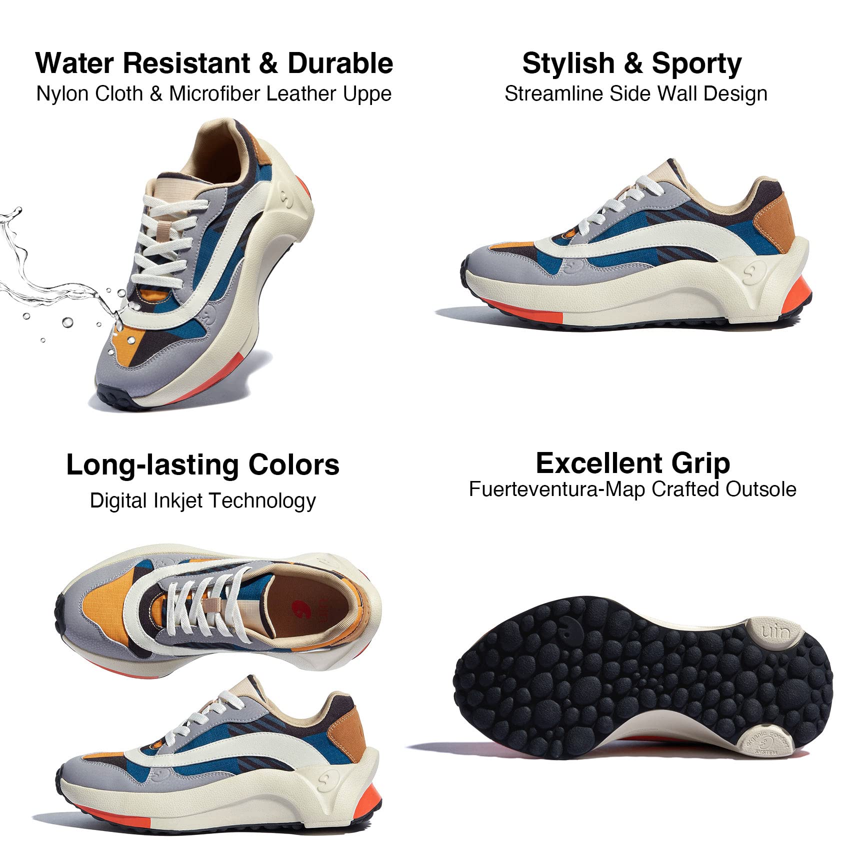UIN Women's Retro Sneakers Sevilla Ⅱ Rational Thoughts Lightweight Walking Casual Comfortable Designer Art Painted Travel Shoes (10.5)