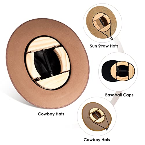 YESCRIBIR Hat Stretcher 4 Way Hats Expander Fitted Hat Size 7 1/2 to 10 5/8 Wooden Hat Maintainers for Fedora Cowboy Hats