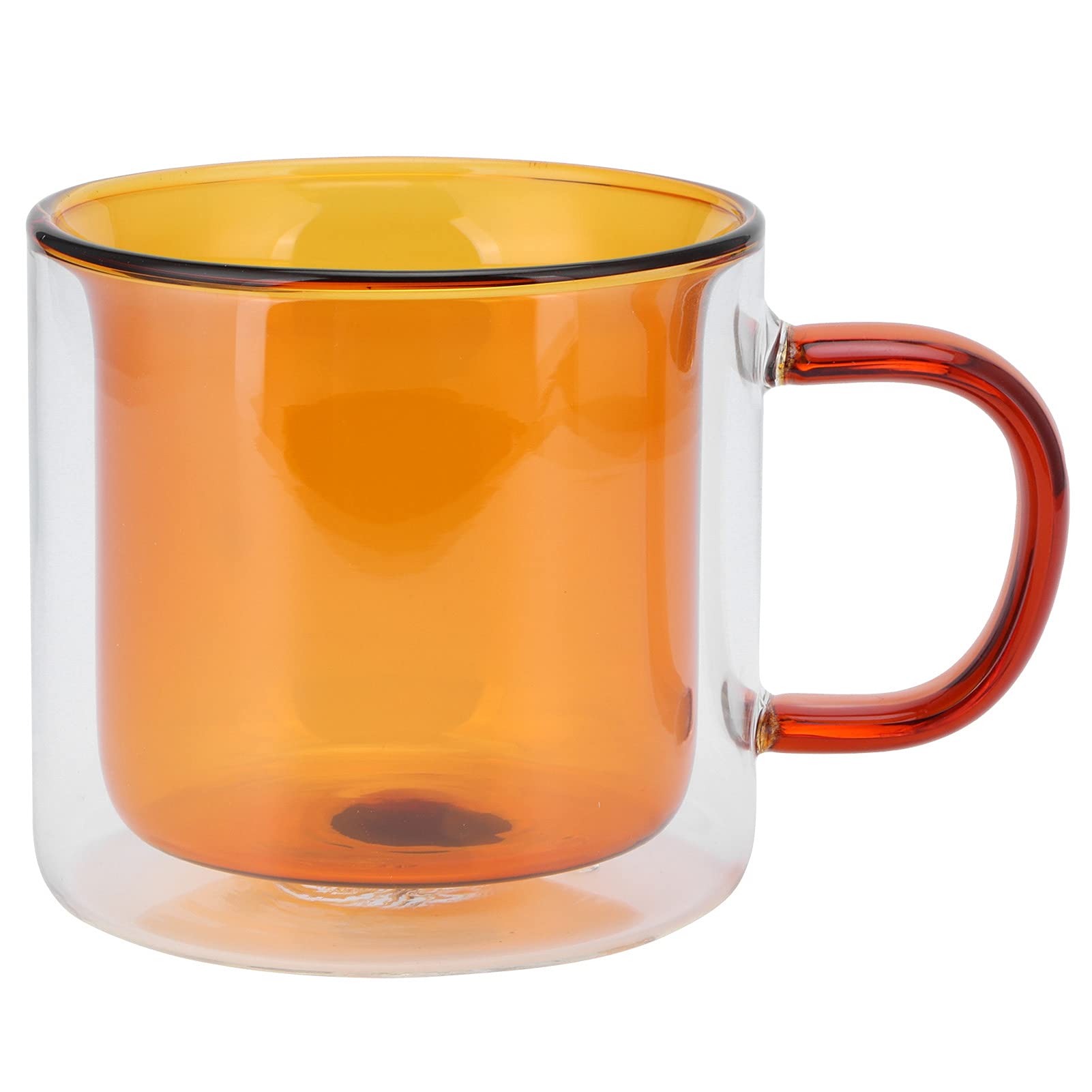 UIYIHIF 250ml Double Wall Insulated Coffee Mugs, Glass Espresso Cups with Handle Colored Glass Coffee Cups, Perfect for Latte, Cappuccinos, Beverage and Tea(Yellow)