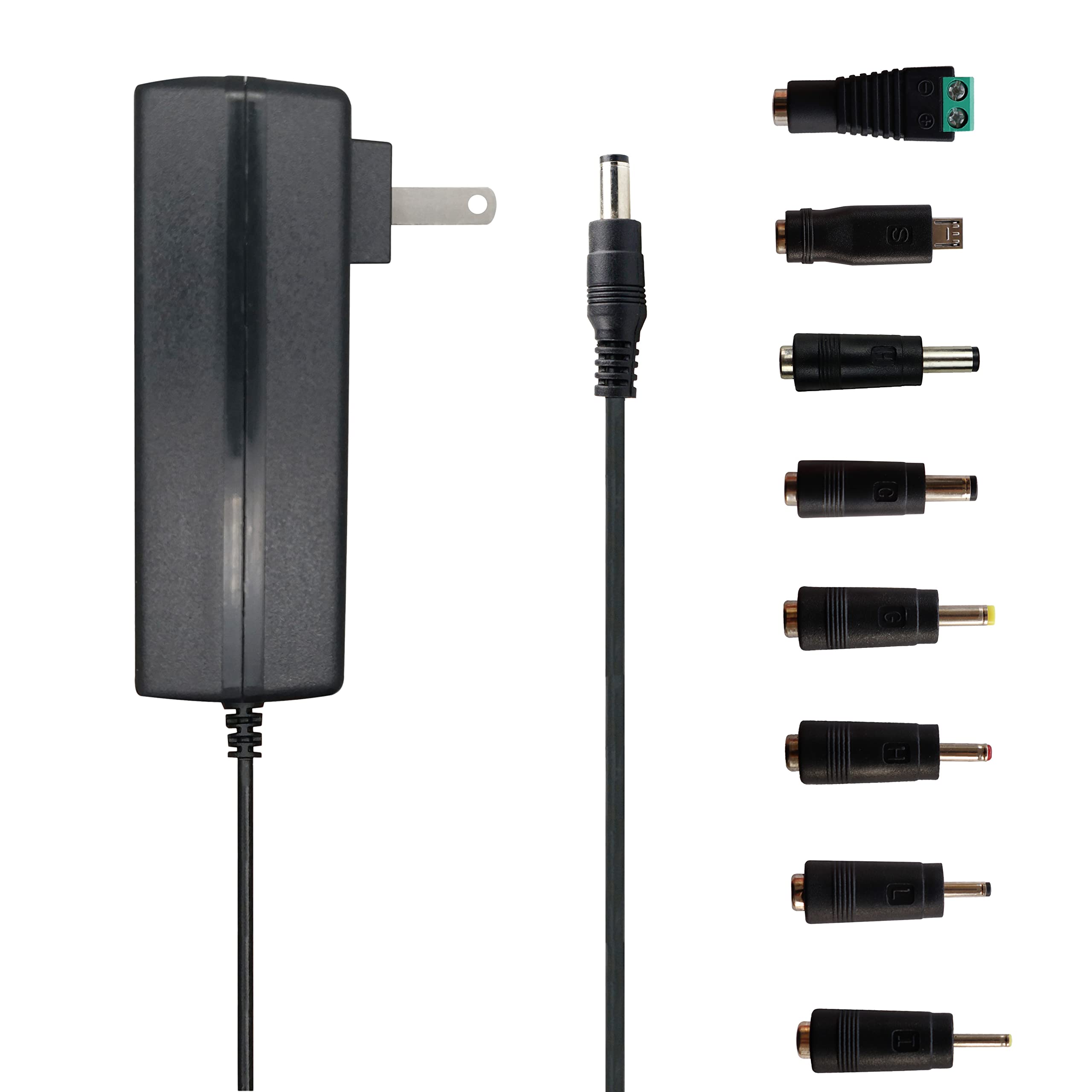 Zingpaw AC to DC 15V 2A Wall Charger Adapter Power Supplier for Electric Massage Headlights Toy Cars Household Electronics with 5.5mm x 2.5mm Tip & 8 Replaceable Tips