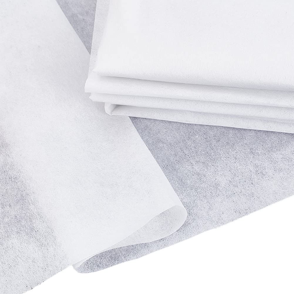 PandaHall 4 Sheets 39x39 Inch Embroidery Stabilizer Backing Interlining, Fusible Cut Away Stabilizer Interfacing Webbing Non Woven Interfacing White Interfacing Fabric for Hand Sewing Embroidery