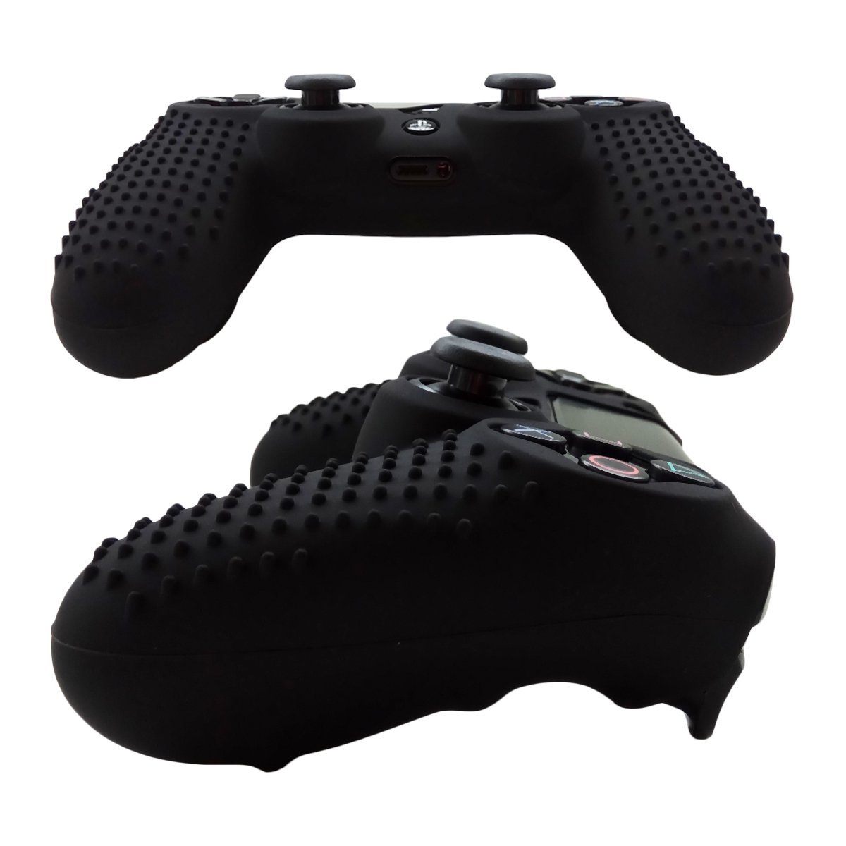 Pandaren PS4 Controller Grip,STUDDED Anti-slip PS4 Controller Cover Silicone Skin for PS4 /SLIM/PRO controller(Black controller skin x 1 + FPS PRO Thumb Grips x 8)