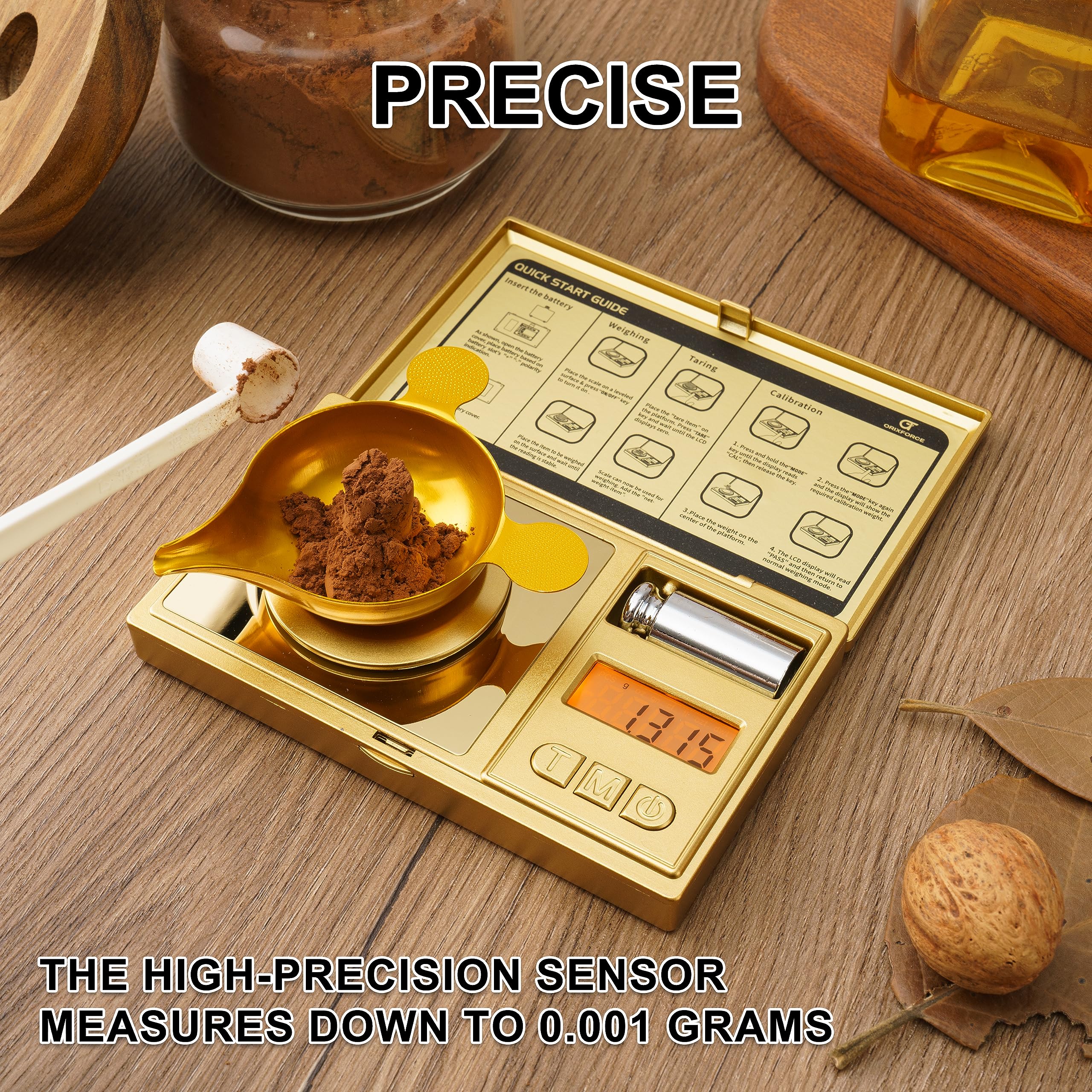 ORIXFORCE High Precision Pocket Scale 50g/0.001g, Jewelry Scale, Powder Scale, Scale for Weed, Gold Weight Scale Milligram/Gram Scale for Food Portable Electronic Scale, Best Digital Scale, Gold