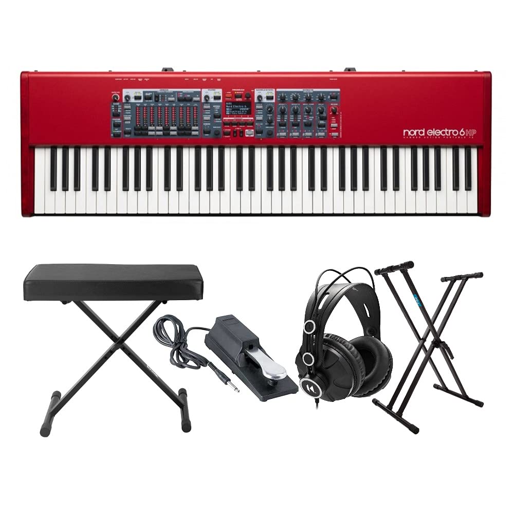 Nord Electro 6HP 73-Key Hammer-Action Keyboard Bundle with Keyboard Stand, Bench, Sustain Pedal and Headphones (5 Items)