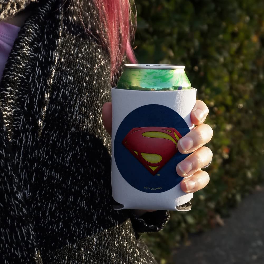 The Flash Supergirl Logo Can Cooler - Drink Sleeve Hugger Collapsible Insulator - Beverage Insulated Holder