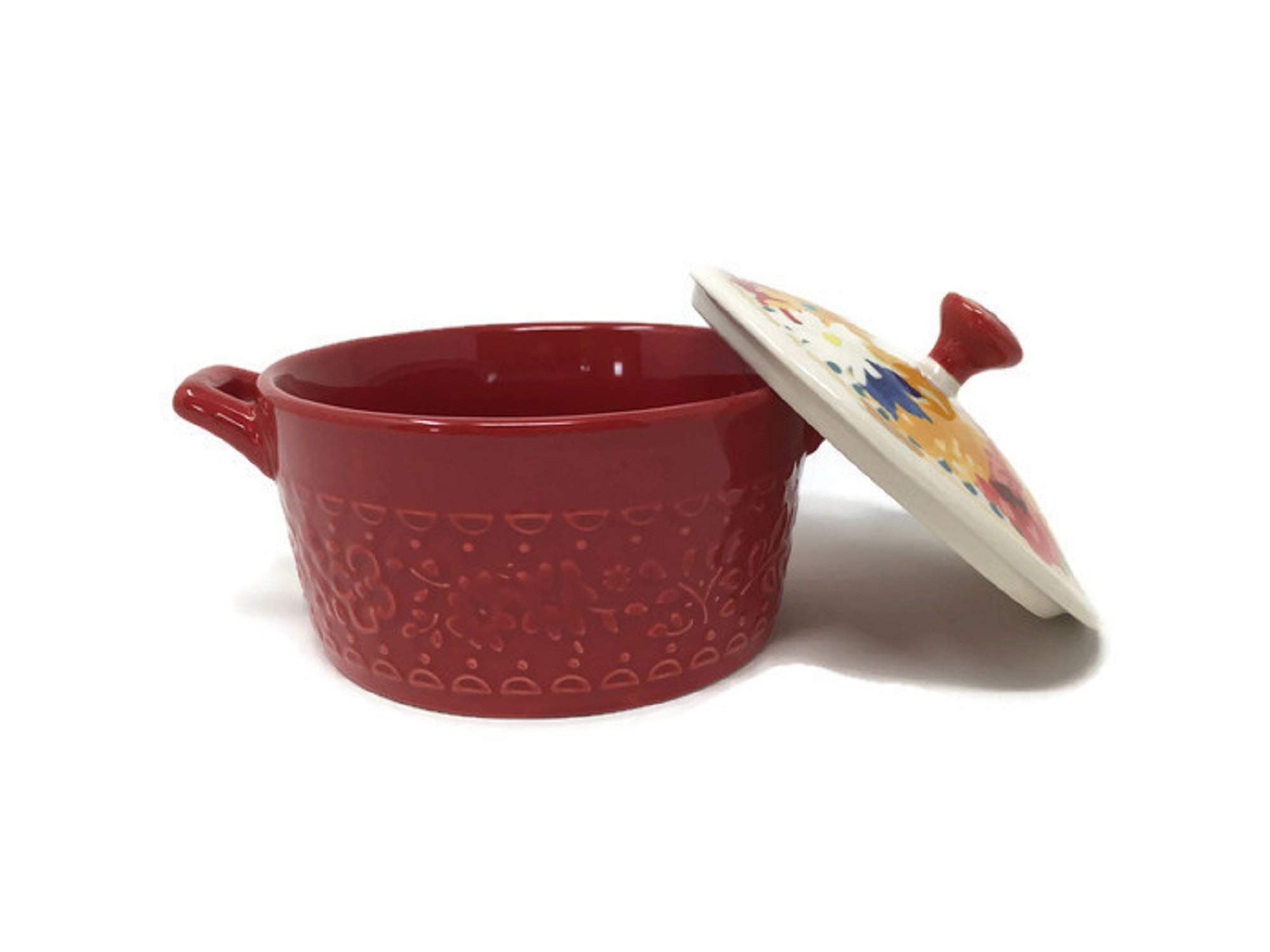 Pioneer Woman Mini Casserole with Lid - Fiona Floral Red