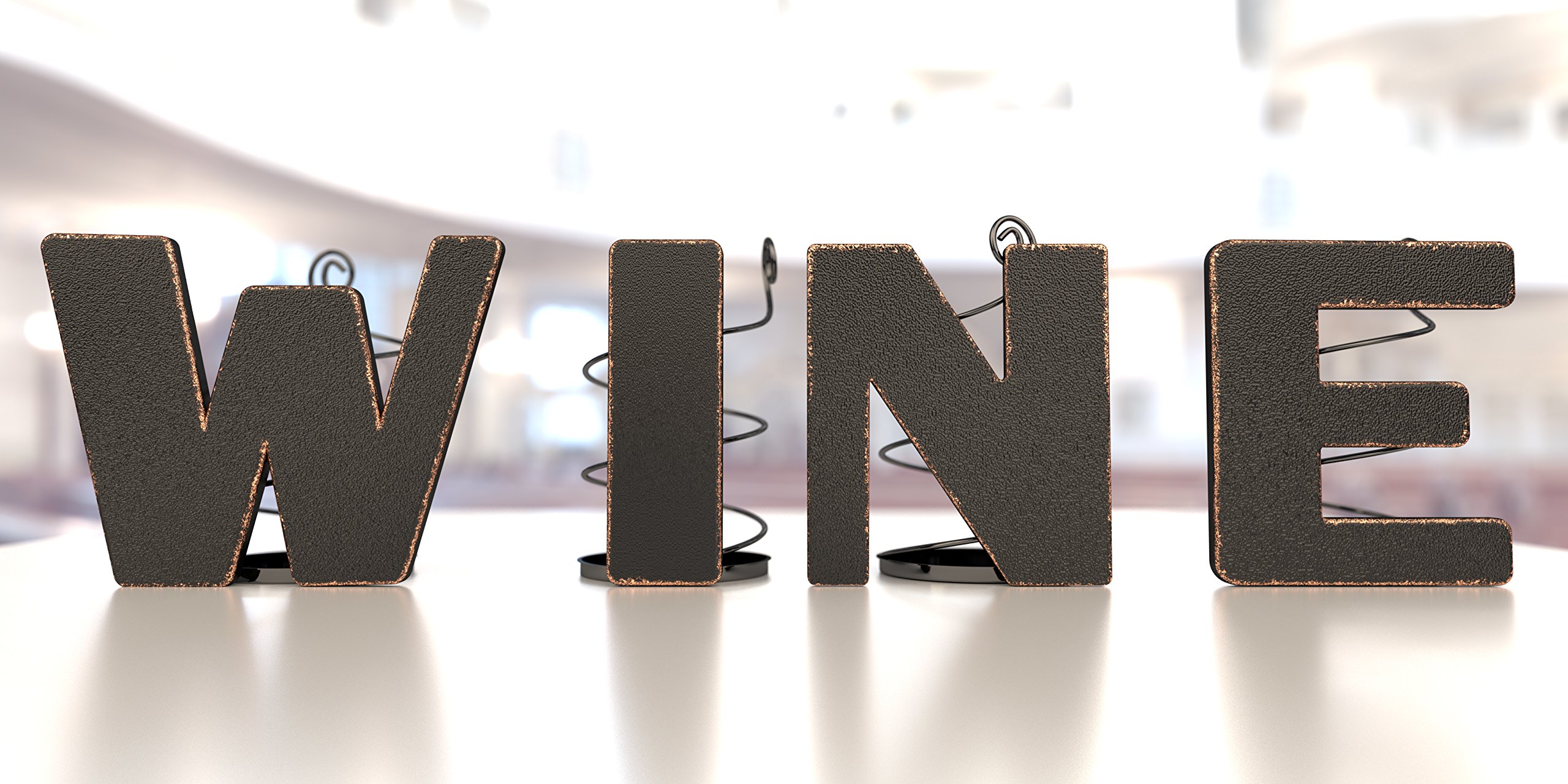 Wine Decor - Metal Wine Bottle Holder - All 4 Letters Wine - Decorative Wine Bottle Holders - Gifts for Wine Lovers - Winery Decor by HouseVines