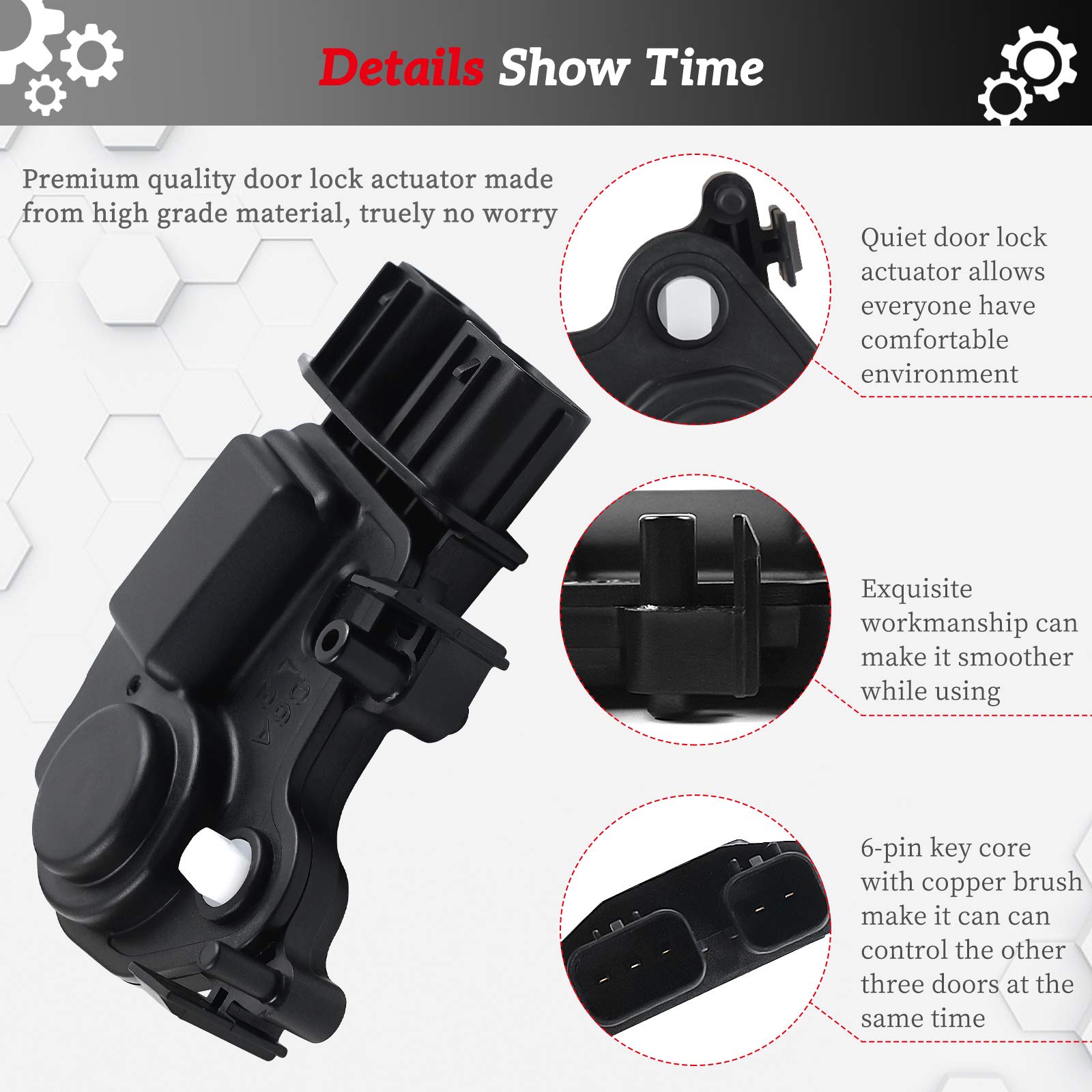 OTUAYAUTO Door Lock Actuator Front Left - Replacement for Acura RSX, Honda Accord Civic Odyssey Pilot - Driver Side Door Latch, Replace OEM: 72155S5PA11