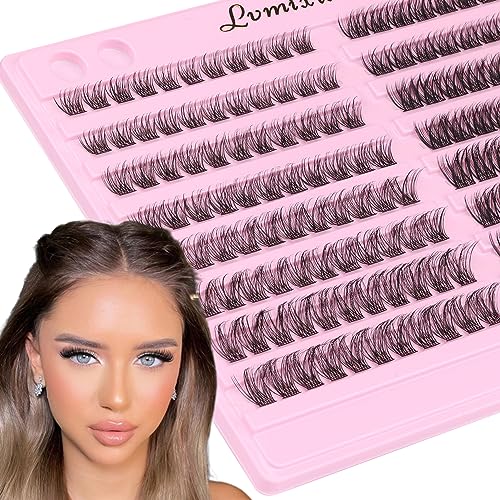 Self Adhesive Cluster Lashes Lash Clusters DIY Lashes Extension Cluster Lashes D Curl Wispy 2 Style Individual Lashes Extension 168 pcs Natural Look 10-16mm Faux Mink Cluster Eyelash DIY at Home