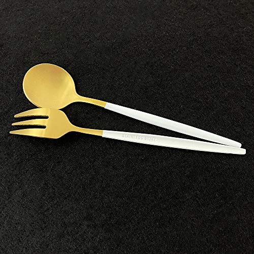 Uniturcky Red Gold Cake Serving Set, Stainless Steel Titanium Gold Plating Cake Server, Cake Fork, Dessert Spoon For Birthday, Wedding, Gift for Birthday, Gift Wedding and Parties 5pcs 4.94"