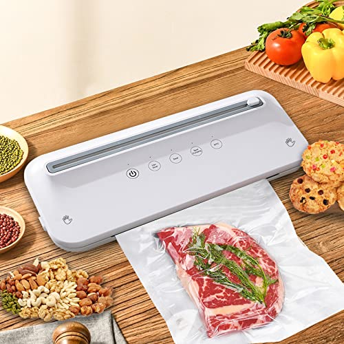 Pskang Vacuum Sealer Machine One-Touch Vacuum Sealer with Cutter for Automatic Air Sealing System with jar attachment for Food Storage Dry Wet Food Modes