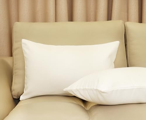 PurpleEssences Pack of 2 Cotton Pillow Covers Decorative Square Throw Pillowcase Soft Solid Cushion Case for Spring and Summer Sofa Bedroom Car - 12x20 Inch - White