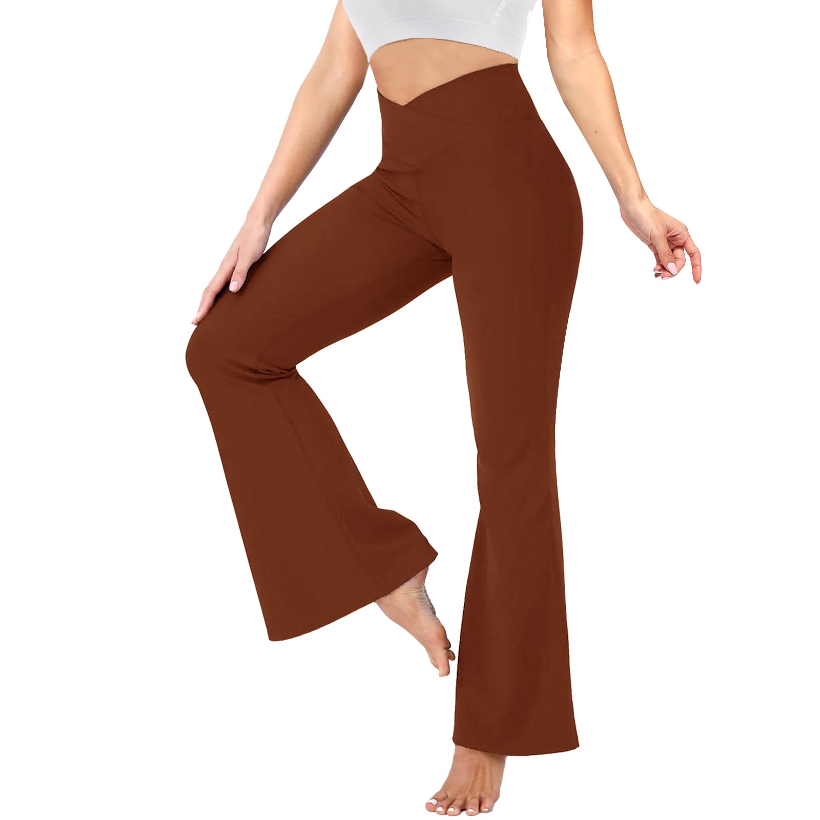 YOLIX Black Flare Yoga Pants for Women, Crossover Bootcut High Waisted Leggings