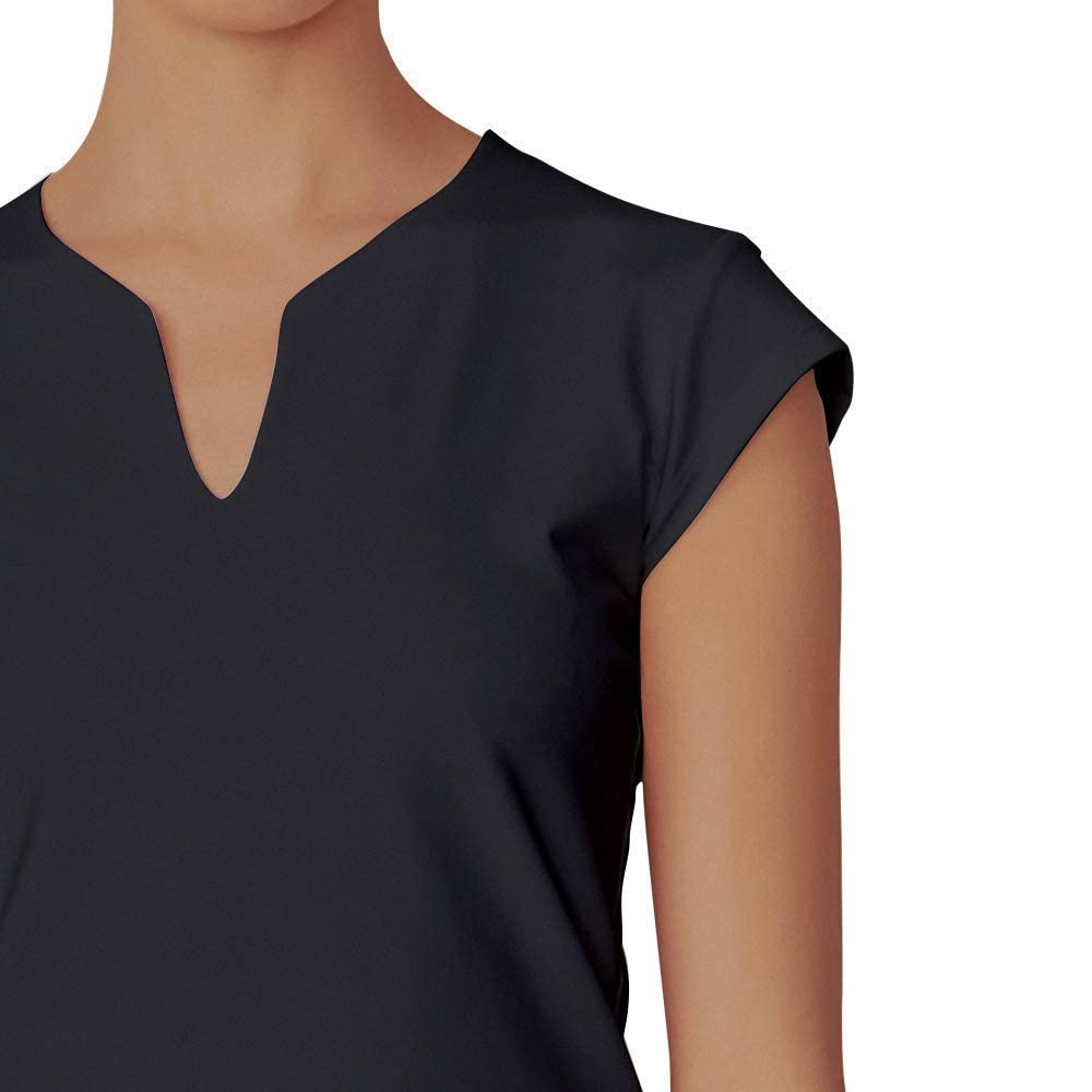 Saadiya Tennis Shirts for Women Short Sleeves, Solid Golf T Shirts V-Neck Running Shirts Black