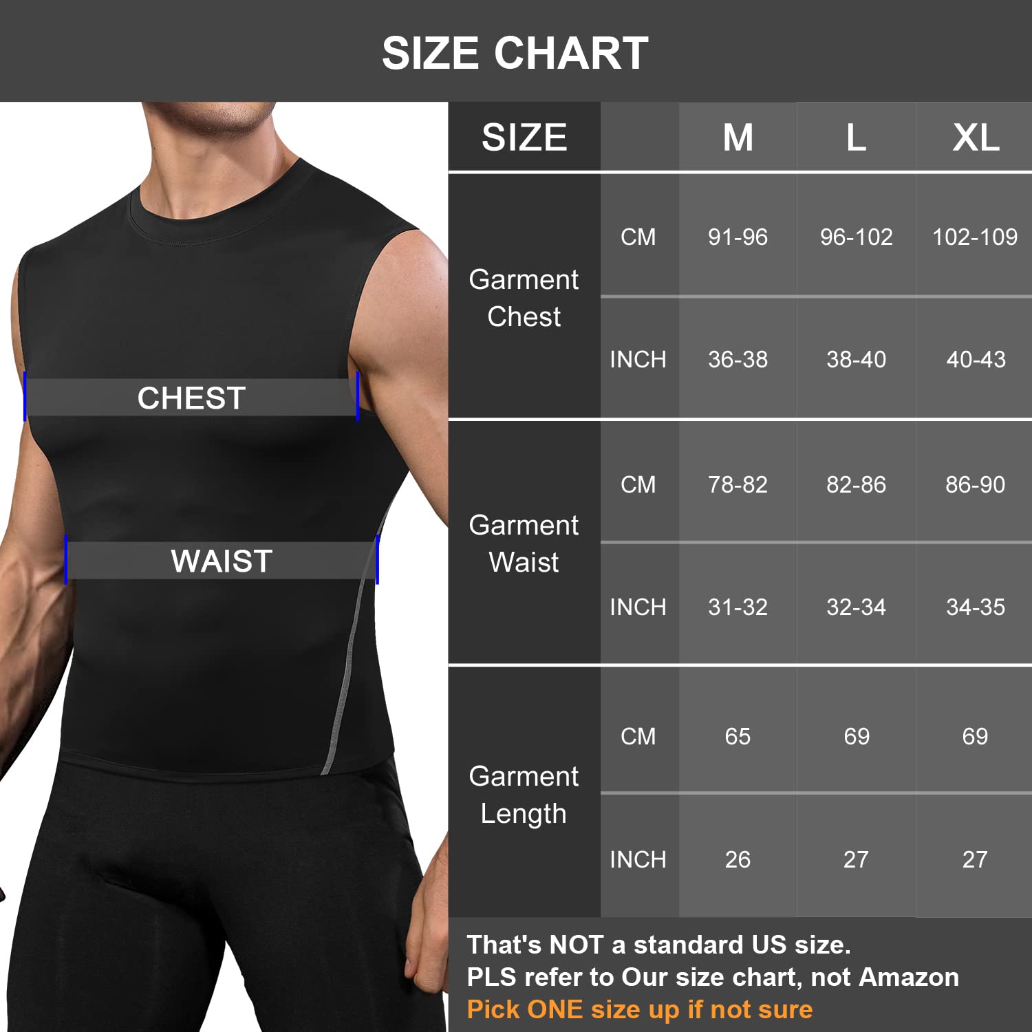 Odoland 5 Pack Mens Dry Fit Tank Tops, Compression Sleeveless shirts, Athletic Workout Muscle Gym Undershirts, Black/Black/White/White/White, XL