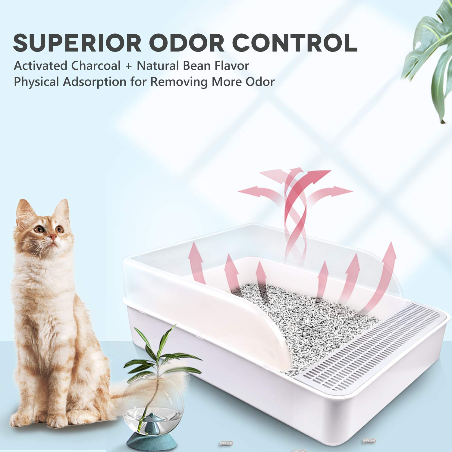 petnf Tofu Cat Litter,Natural Flushable Kitten Litter Unscented,Ultra Clumping Plant Litter for Cat, Pea Flavor and Activated Charcoal Double Shot Deodorization,Zero Dust,Low Tracking,Biodegradable
