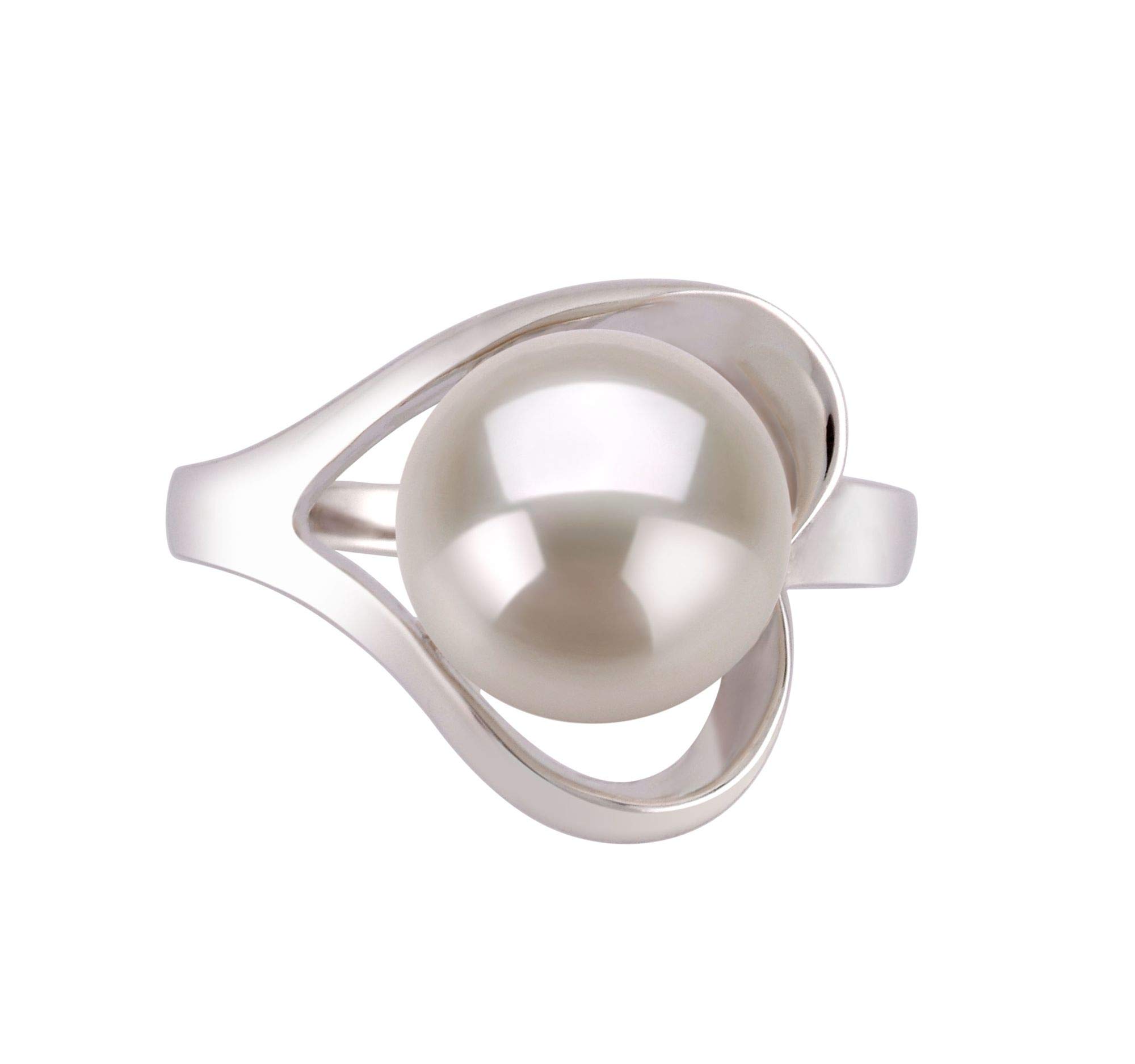 Sadie White 9-10mm AA Quality Freshwater 925 Sterling Silver Cultured Pearl Ring For Women - Size-7
