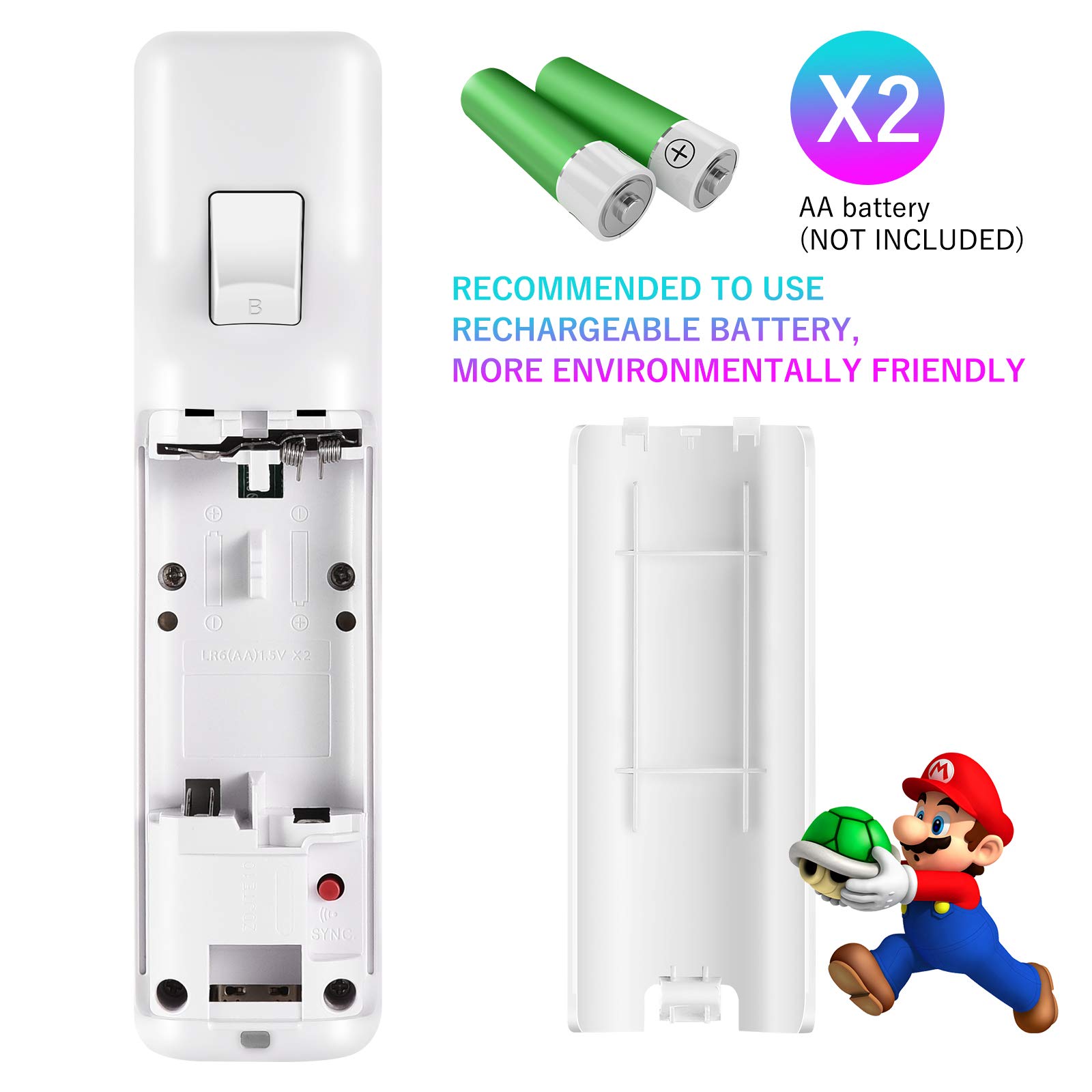 Remote Controller and Nunchuck Controller Replacement for Nintendo Wii and Wii U Controller,Crifeir Wireless Remote and Nunchuck Controller with Silicone Case and Wrist Strap (White)