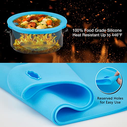 WAPSAT 2 Pack Silicone Slow Cooker Liners Fits for 7-8 QT Crockpot, Reusable Silicone Slow Cooker Liners, Safe Silicone Crockpot Liners (2pcs, Red + Blue)